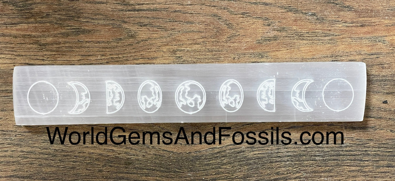 Selenite Ruler Moon Phases 8" Box/100Pcs — World Gems And Fossils