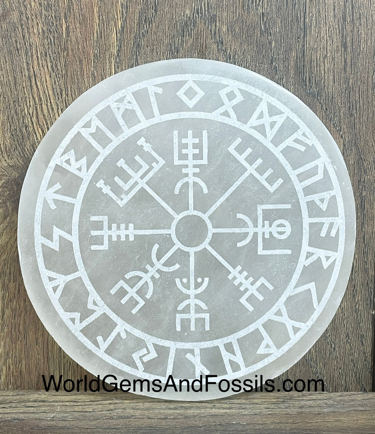 Selenite Rune Plate Circle 6" Box/40Pcs — World Gems And Fossils