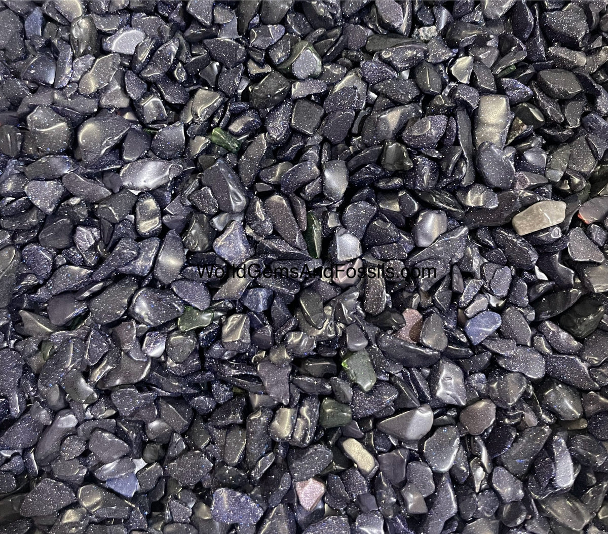 Blue Goldstone Chip Stone 7-12mm 1 lb — World Gems And Fossils