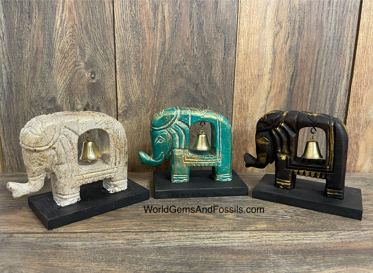 Elephant With Bell 3Pc Set — World Gems And Fossils