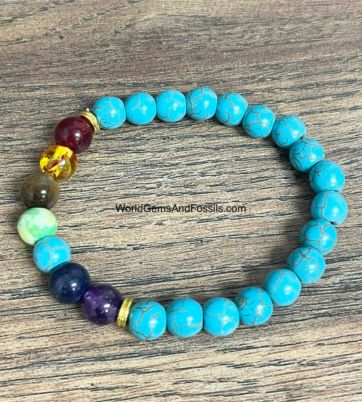 Blue Howlite Chakra Bracelet 8mm — World Gems And Fossils