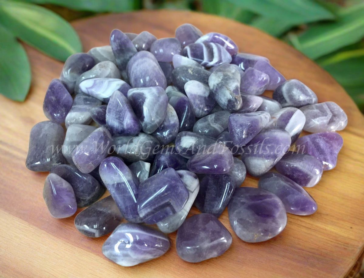 Amethyst Tumbled Stone 1 lb Banded 1/2" — World Gems And Fossils