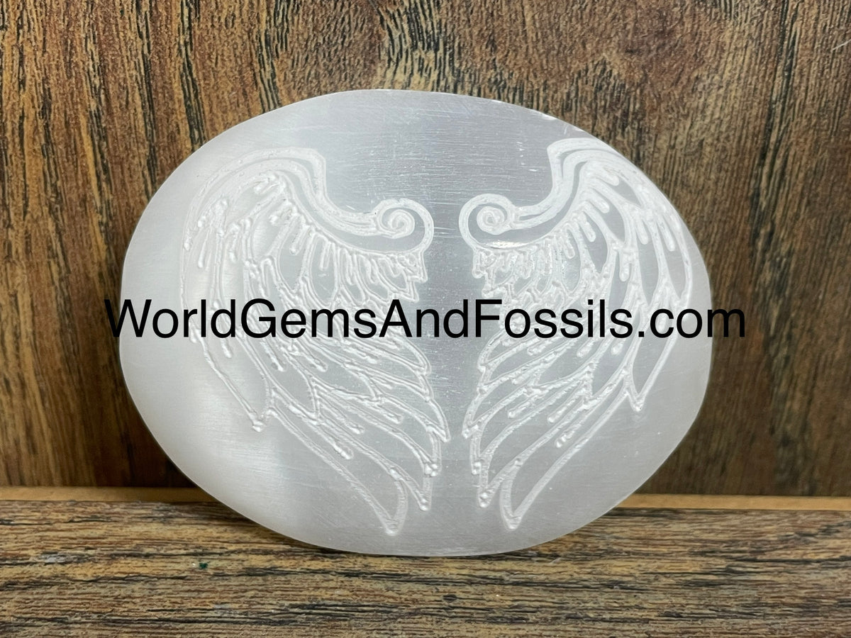 Selenite Palm Stone Angel Wing — World Gems And Fossils