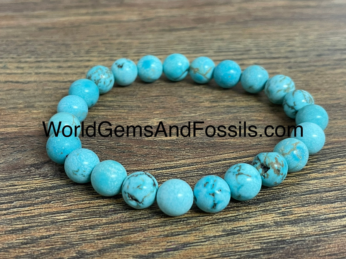 Blue Howlite Bracelet 8mm — World Gems And Fossils
