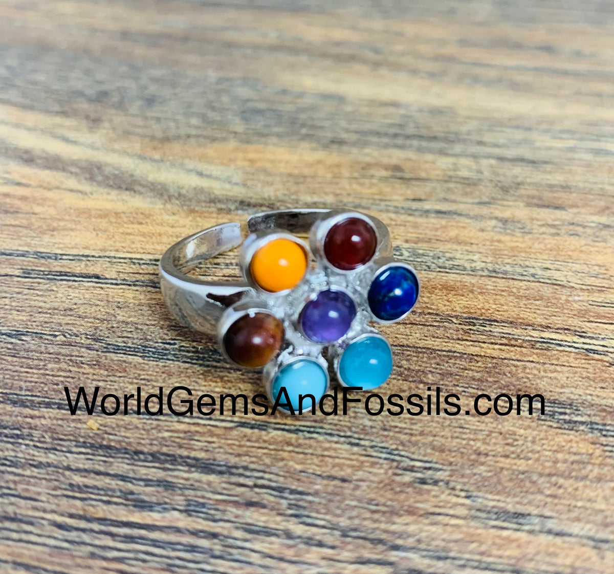 Chakra Flower Ring Adjustable — World Gems And Fossils