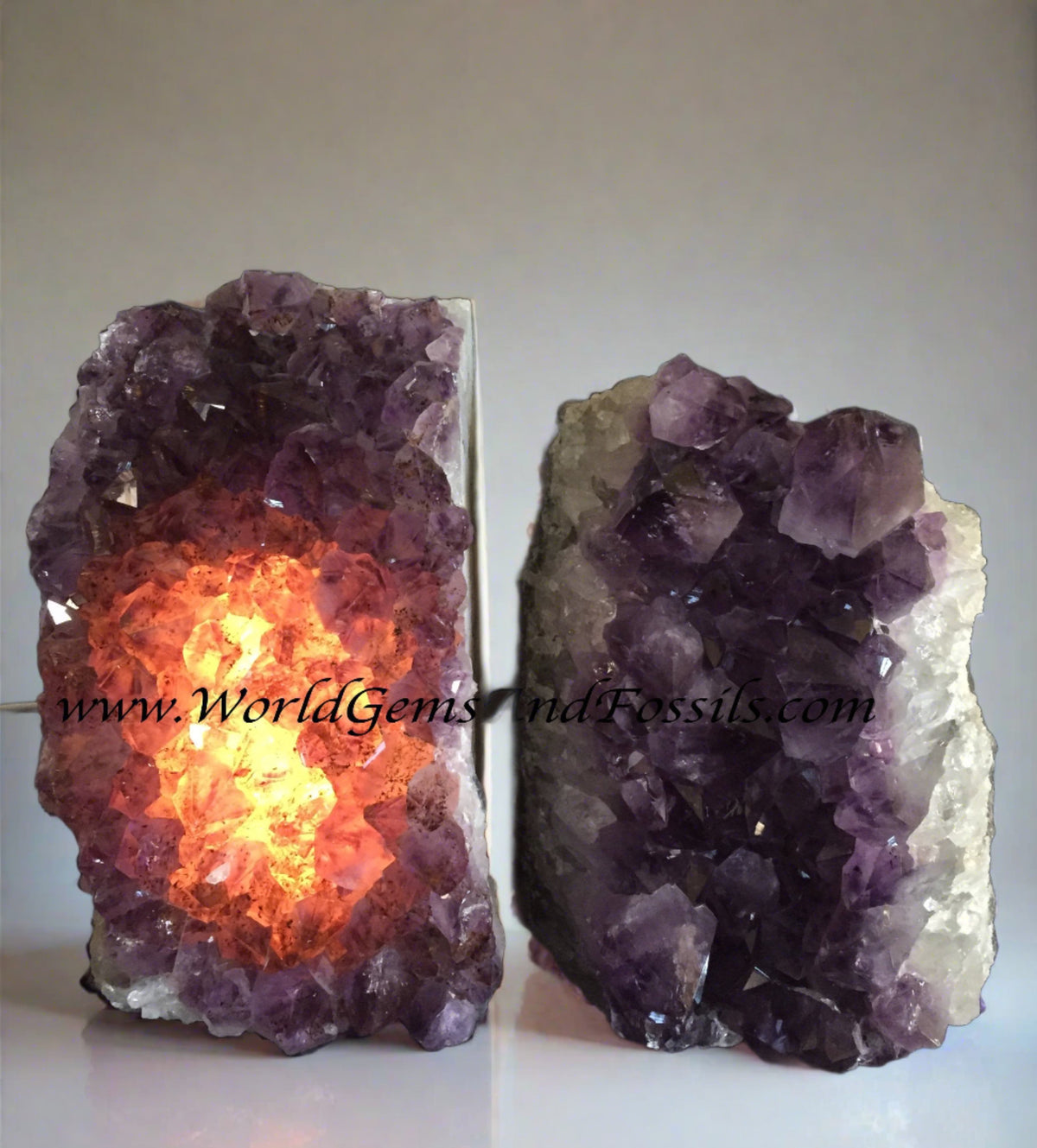 Amethyst Lamp With Cord And Bulb — World Gems And Fossils