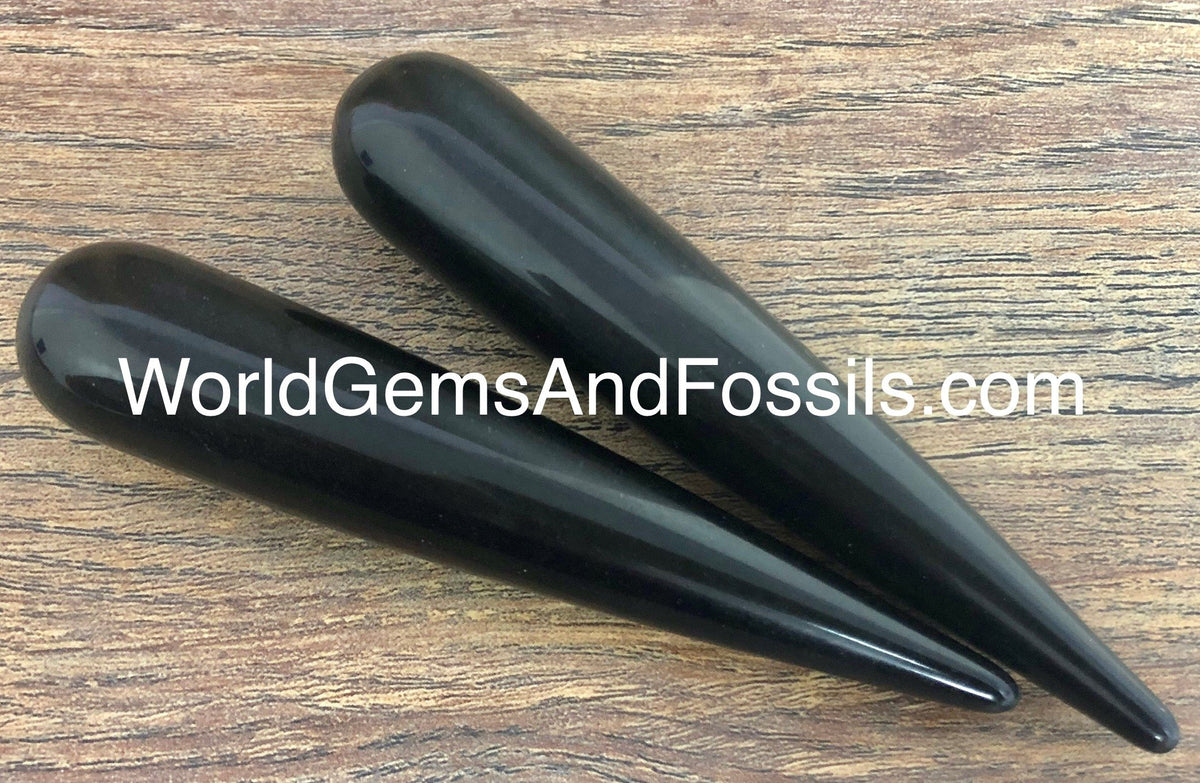 Black Obsidian Wand Round End — World Gems And Fossils
