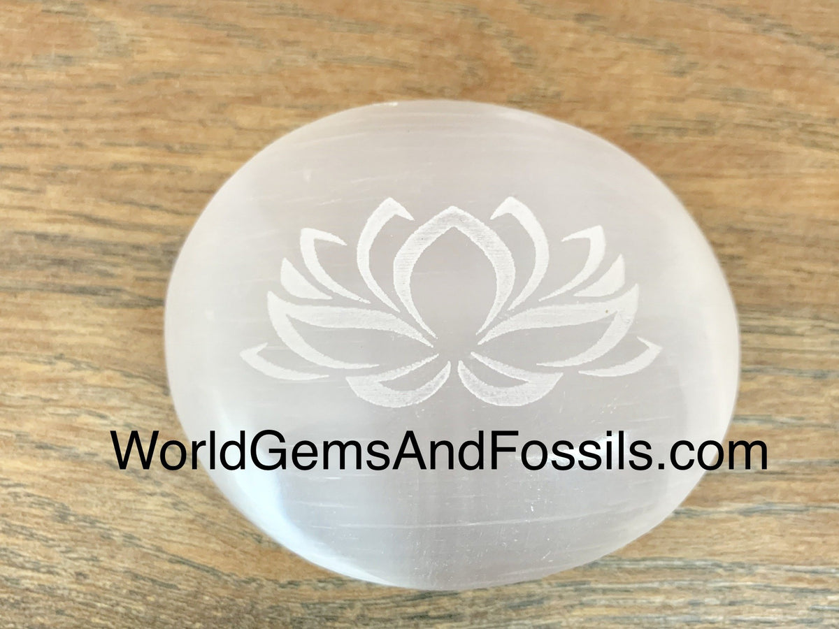 Lotus Flower Selenite Palm Stone — World Gems And Fossils