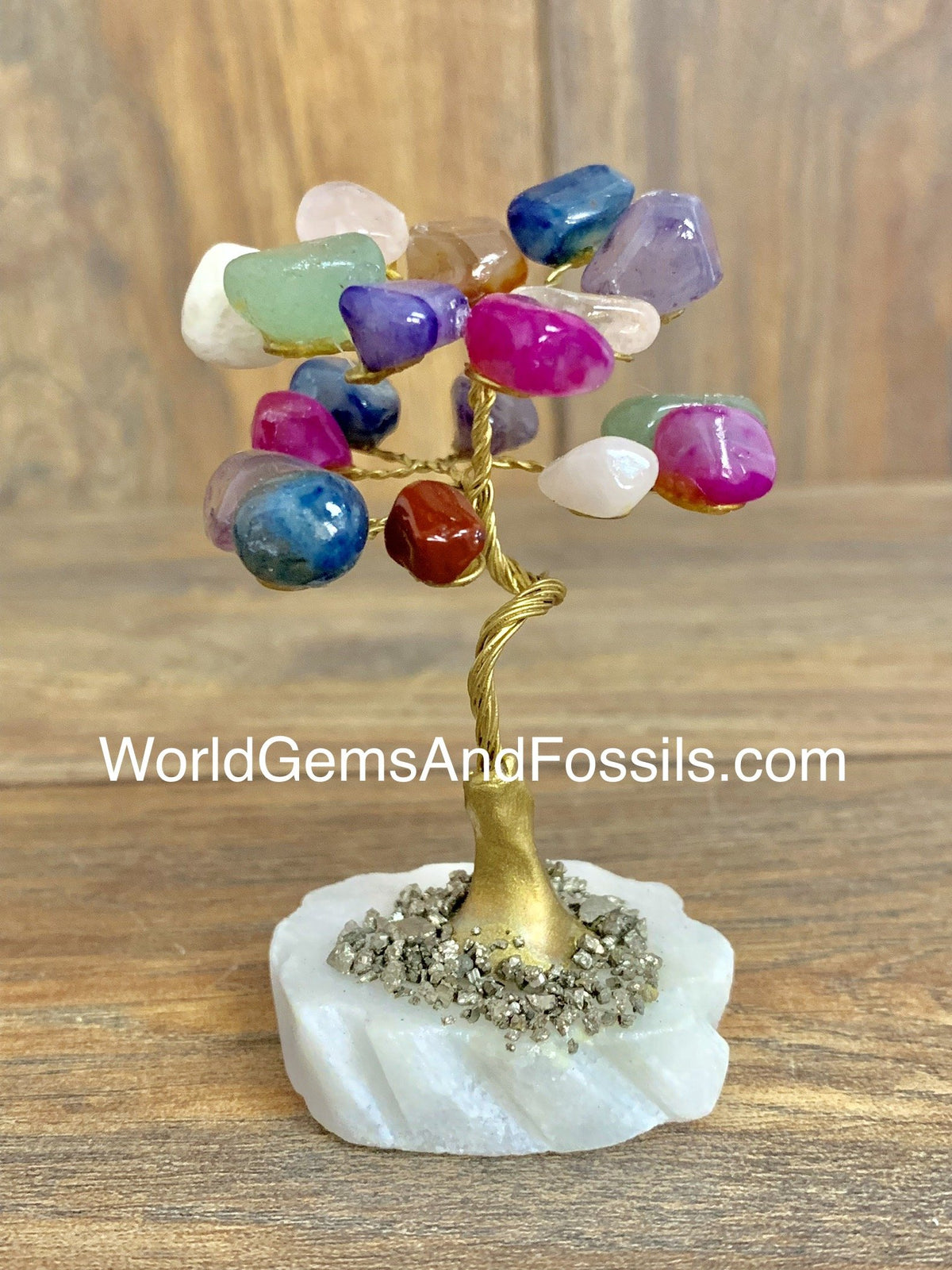 Multi Color Stone Gem Tree On Onyx Base Medium — World Gems And Fossils