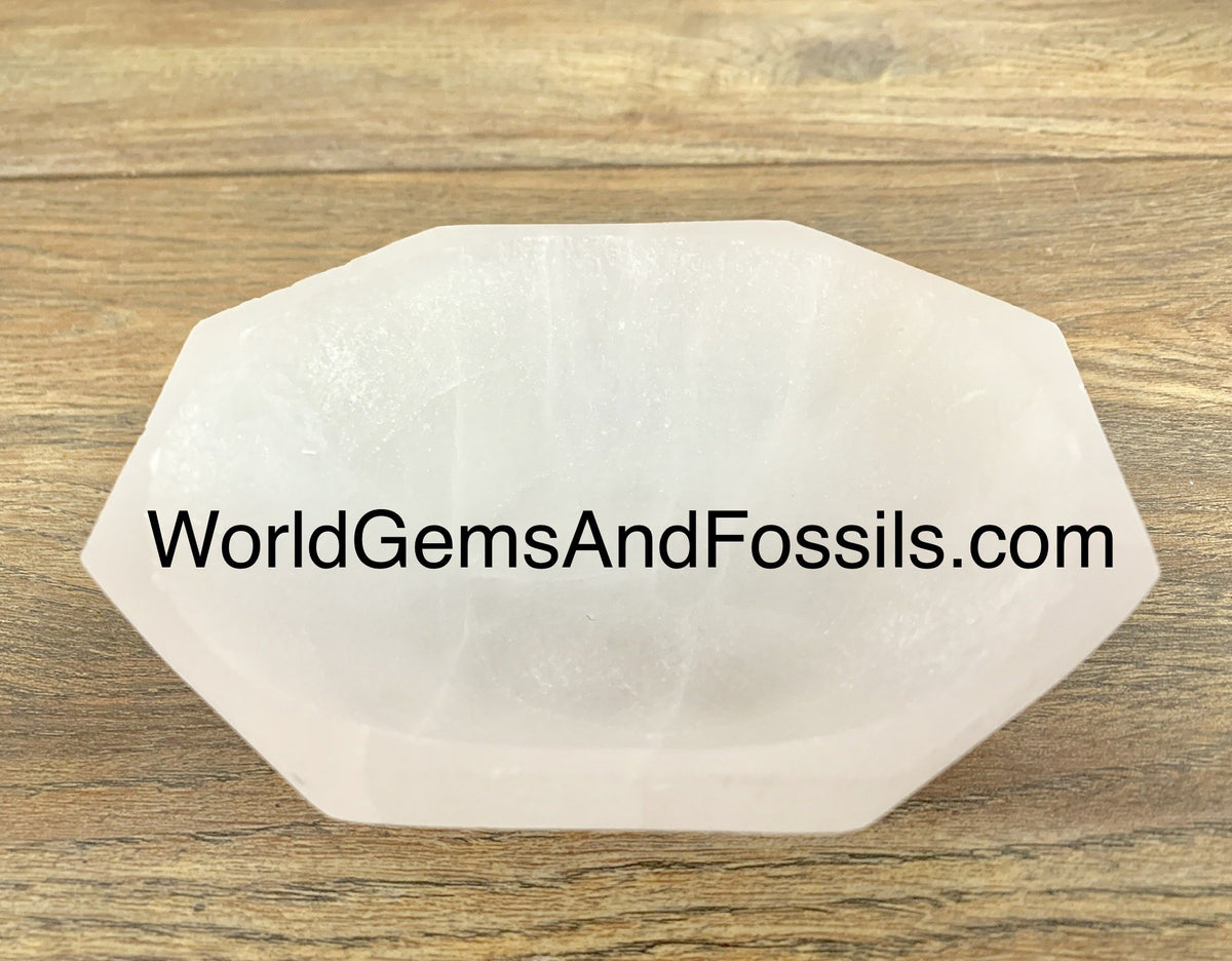 Selenite Octagon Bowl 4" — World Gems And Fossils